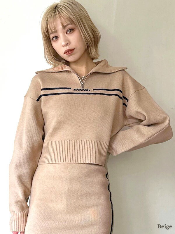 EMODA エモダ チューズラインロゴニット ハーフジップ EMODA エモダ チューズラインロゴニット ハーフジップ