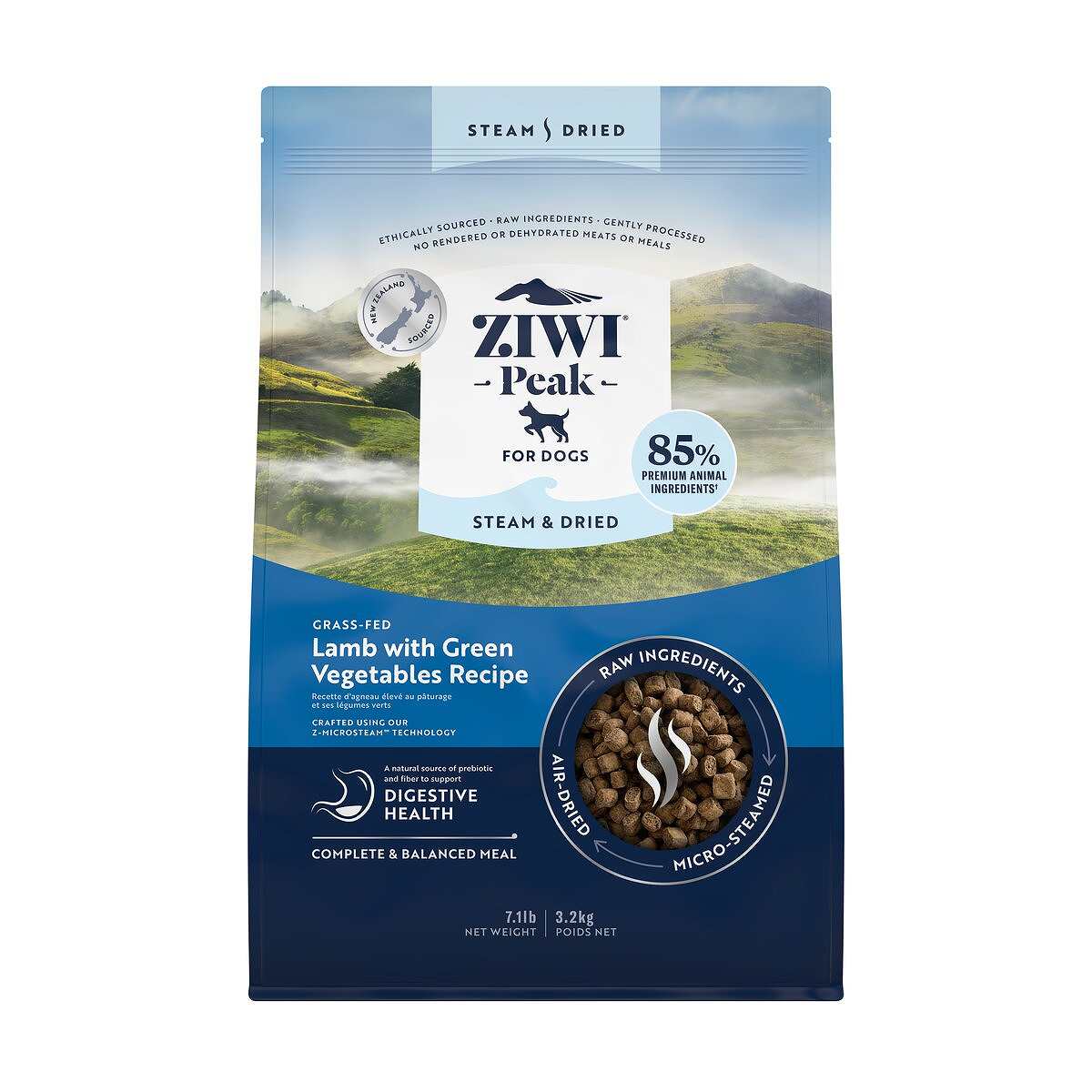 ZIWI Peak -スチームドライ・ドッグフード ラム- 普段の食事として ニュージーランドの緑の牧草地で 飼育されたラムの生肉と、消化器系の健康をサポートするほうれん草、ケール、インゲン、 チコリールートをブレンドし、作られています。 ...