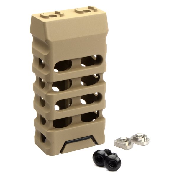 M-LOKハンドガードに対応した スケルトン構造の金属製フォアグリップです。 全長：約 7.8cm 重量：約 76g ※M-LOKシステムに対応したハンドガードでも、 個体差などにより取り付けには加工調整などが必要になる場合がございます。　