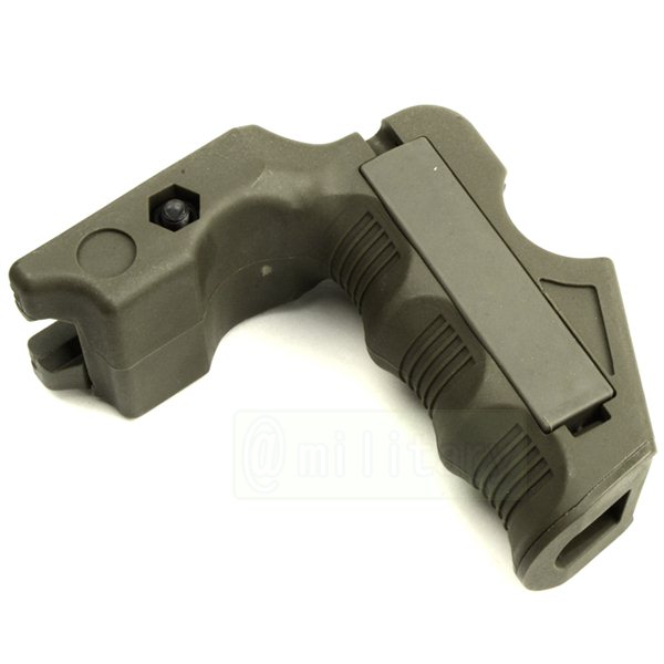 20mmレール対応の補助グリップ。 通常フォアグリップとしての使用の他に、 フレームと密着させて取り付ける事で、簡易マグウェルとしても活用できます。　