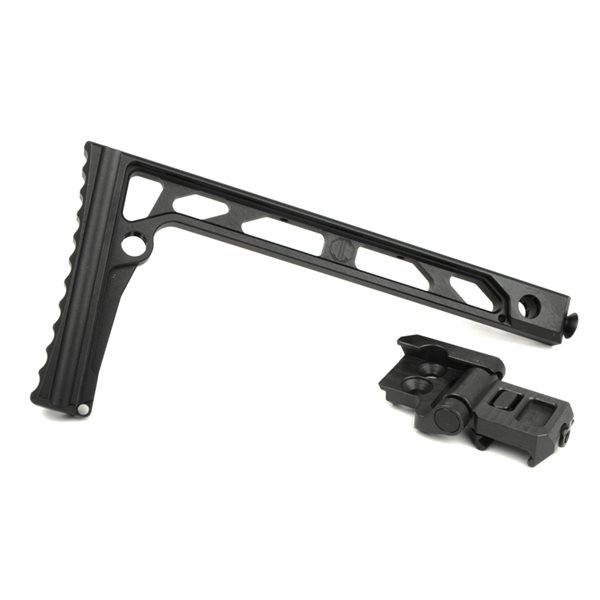 アメリカ銃器アクセサリーメーカーJMac Customs LLCのSS-8を再現した折曲式ストックです。 SS-8は( S )keleton( S )tock-( 8 )inchという名称の頭文字を取った略称で、 スケルトンストックの全長8...