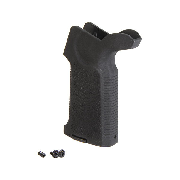 E&C製 電動ガンM16/M4シリーズ及び、 各社 スタンダード電動ガン M4/M16シリーズに対応するピストルグリップです。 グリップ後方の大型のビーバーテイルと側面に滑り止めテクスチャを有しており 標準的なグリップより角度が若干垂直寄り...