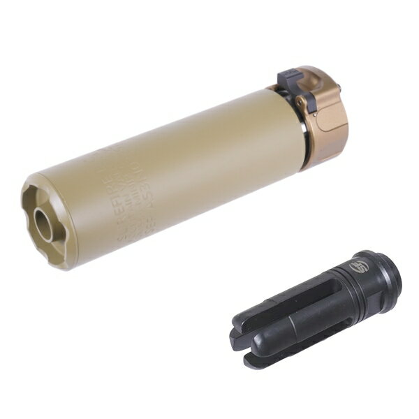 SF SOCOM556-MINI2 サプレッサーの形状を再現した商品です。 専用ハイダーとセットになっており、 ハイダーを取り付けたままサイレンサーを着脱出来るデザインです。 14mm逆ネジタイプ サプレッサー 全長：約 133mm 重量：...