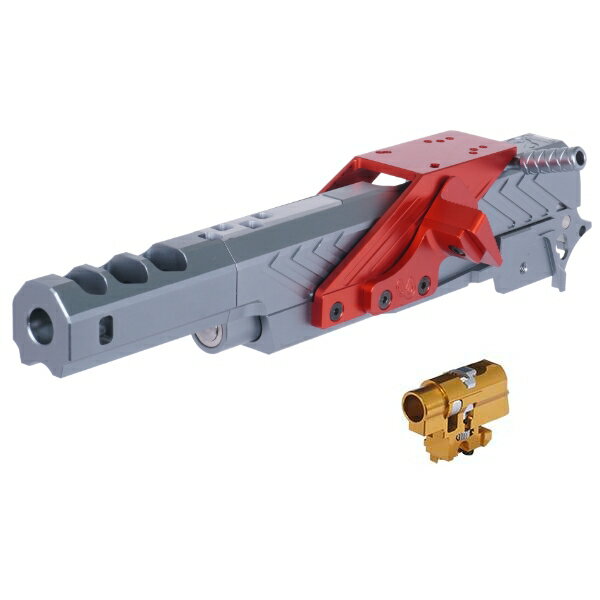 東京マルイ製ガスブローバック ハイキャパシリーズ(※DOR除く)及び マルイ ハイキャパ設計に準拠したガスブローバックに対応する アルミニウム合金製のコンプ付きカスタムスライドとミッドシャーシのセットです。 本商品は、Infinity Fi...