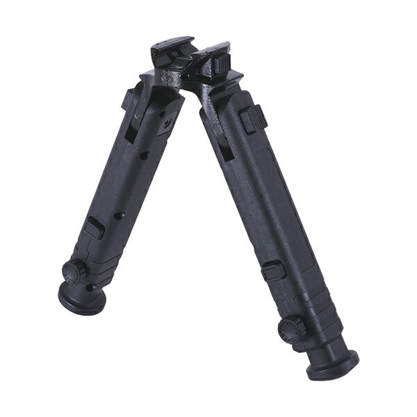 ASG製の20mm(ピカティニー規格)レールに対応する軽量な樹脂製バイポッドです。 本製品は、5段階の伸縮機能と折りたたみ機能に加え、 ワンタッチで着脱できるQDプッシュボタンシステムを備えています。 軽量な樹脂素材を主材としているため、 ...