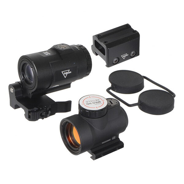 アメリカ銃器光学機器メーカーTrijicon inc.の MRO HD レッドドットサイトを再現したレプリカドットサイトと、 ドットサイトに約3倍の倍率を付加しミッドレンジスコープとしての活用を可能とする マグニファイアの レプリカのセット...