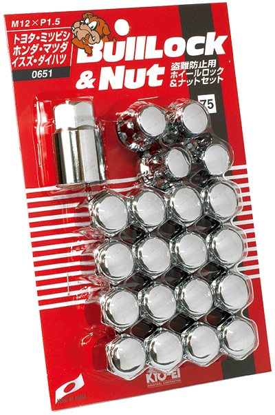 品番 サイズ キー二面幅mm キーアダプター外径 カラー 入数 JANコード4965581〜 0651 M12×P1.5 21HEX 26mm クロームメッキ 16nut/4Locks袋タイプ 221700 ●付属品：キーアダプター（A-1...