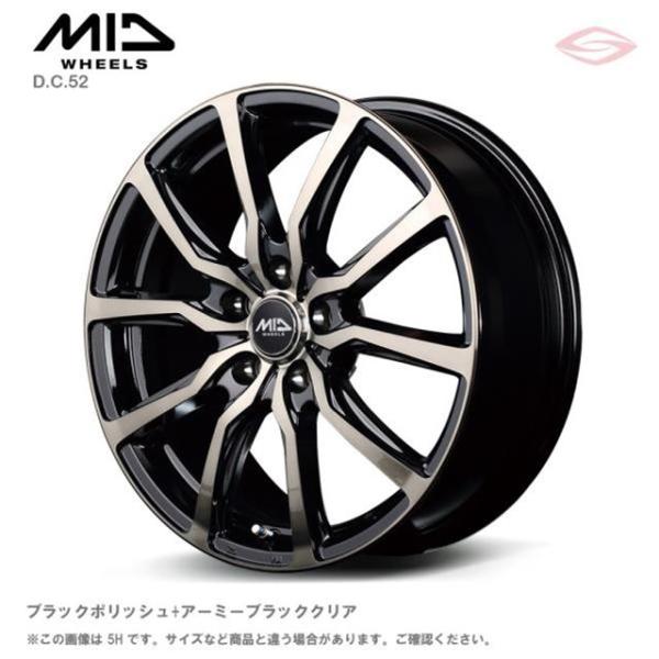 ■製品情報ブランド名MID WHEELS(エムアイディホイールズ)商品名D.C.52(ディーシーゴーニー)サイズ17x7.0Jホール5HPCD100インセット+50カラーB1K　ブラックポリッシュ＋アーミーブラッククリアハブ径φ67規格JW...