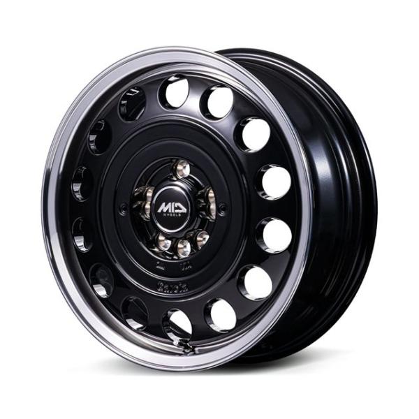 ■製品情報ブランド名MID WHEELS(エムアイディホイールズ)商品名GARCIA CISCO Type 2(ガルシア シスコ タイプツー)サイズ15x5.5Jホール 9HPCD100インセット40カラーBlack／Rim　Polishハ...