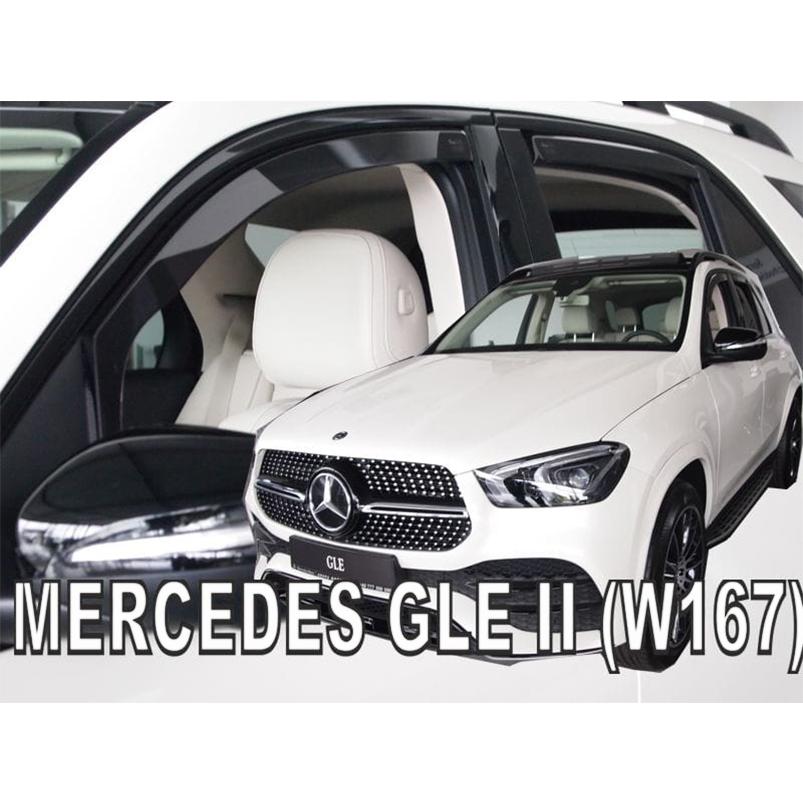 ドア・サイドバイザーのフロント＆リア/1セット(4pcs)です。 適合車種は、メルセデスベンツ GLE-クラス W167 SUV (2019-) 用になります。 本体はアクリル樹脂製、ダークスモークカラーです。 雨降りや、紫外線を遮断します...