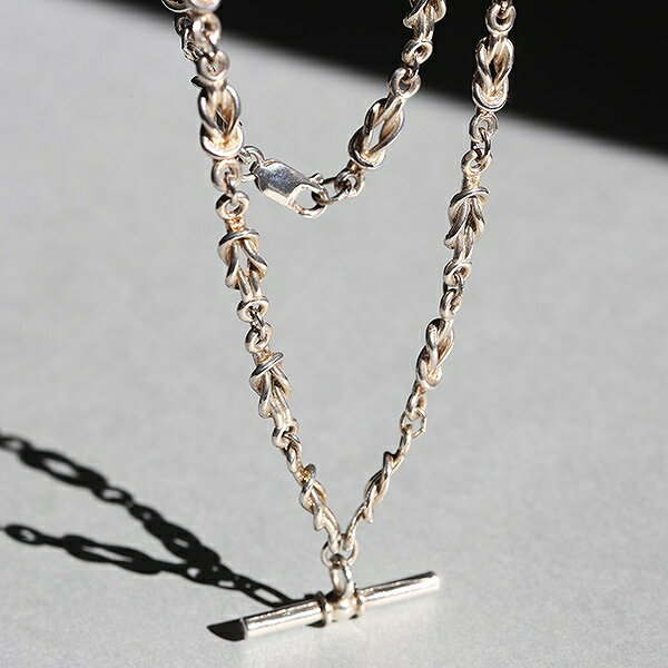 UK CBL SHEFFIELD HALLMARKED STERLING SILVER KNOT CHAIN NECKLACE 6.3mm × 45cm WITH T-BAR 懐中時計用チェーンとして知られるアルバートチェーンのTバーをモチ...