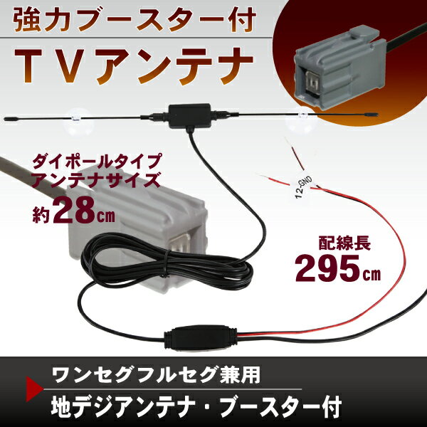 ダイポール型強力ブースター内蔵型ワンセグ・フルセグ兼用アンテナ12V車〜24V車対応&nbsp;&nbsp;イクリプス用端子〜メール便発送可！吸盤付強力ブースター内蔵型アンテナ&nbsp;イクリプス用端子〜特注仕様のダイポールアンテナになり...