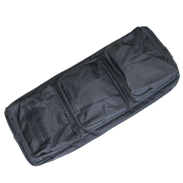 60X22.5X10cmサイズ(外ポーチを含む)のバッグです。 内部にもモールシステムを採用してあり、銃固定用ベルトも備えられています。MP5の仕様によっては入らないものもあります。形状をご確認のうえ購入ください。