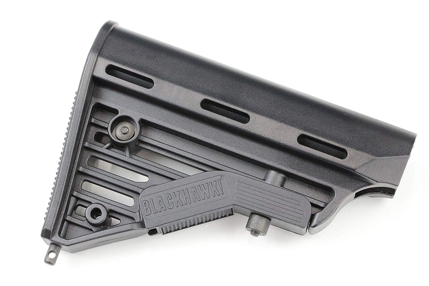 BLACKHAWK KNOXXタイプの高品質なレプリカ ストックになります。 非常にシンプルでスリムな構成・デザインのAR15ストックで軽量さもメリットの1つと言えます。 レプリカながらもしっかりとした作りのポリマーストックで、刻印等もリア...