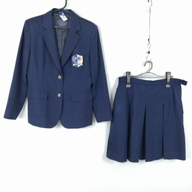 商品説明商品内容は〇冬ブレザー上着〇冬スカートの2点です。◇指定品の上下セットではございません。【冬ブレザー上着/紺】タグ記載のサイズ：L素材：ウール65％ポリエステル35％織り：サージ前開き（ボタン仕様）学校名：神奈川平塚学園高校ランクB...