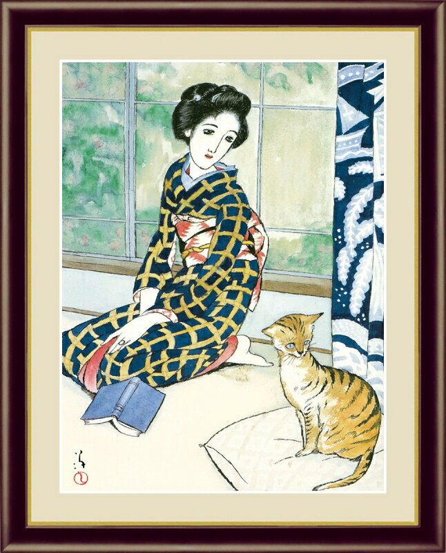 カタログ　パンフレット　リーフレット サイズ・額縁外寸：約420X340X15mm商品説明 ・数多くの美人画を残しており、その抒情的な作品は「夢二式美人」と呼ばれた。大正ロマンを代表する画家で、「大正の浮世絵師」などと呼ばれたこともある。多...