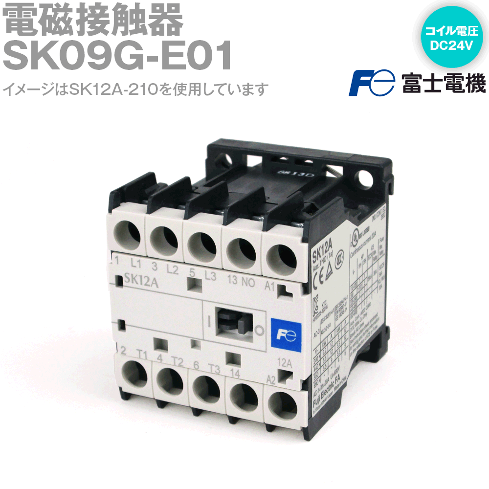 [形式 直流操作形(標準)] SK09G [付属サーマルリレー] TK12 [定格絶縁電圧(JIS,IEC)] 690V [定格インパルス耐電圧(JIS,IEC)] 6kV [定格周波数] 50-60Hz [三相かご形モータ容量〔kW〕AC...