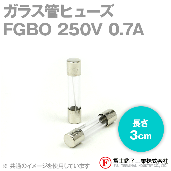[型名] FGBO [定格電圧] 250V [定格電流] 0.7A [認可規格] PSE 　RoHS [電気的特性] B種溶断 　温度上昇 115％ 100℃以下 　通電 130％ 　溶断 160％ 60分以内 200％ 2分以内 [形状]...