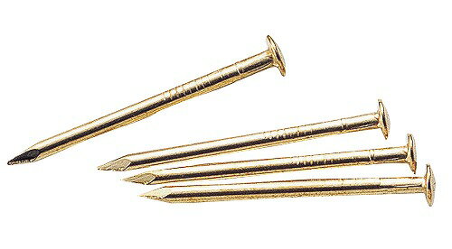 ●商品サイズ（単位mm):25mm●セット内容:100本組●重量（g）:45g●材質:鉄、真鍮●包装サイズ:50x80x10mmしんちゅうメッキ釘 25MM 100本