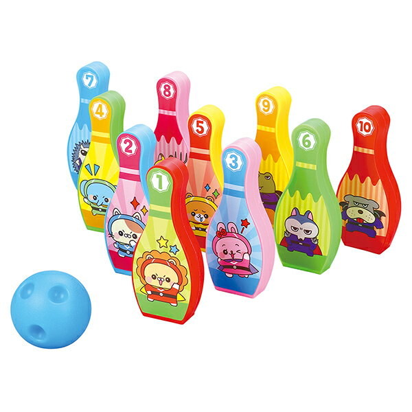 ●品名：アーテック ArTec ちいくレンジャーカラフルボーリングセット●サイズ：ピン:140×55×23mm、ボール:φ73mm●材質：PE●セット内容：ボール、ピン×10●商品説明：ピン10本とボール1個のセット●生産国：中国