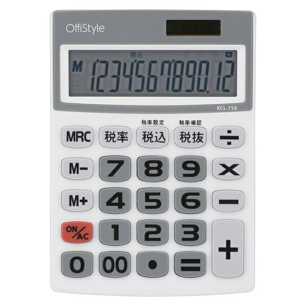 特　徴●ソーラーパネル&電池のダブルパワー●大型液晶・大型キー電卓●税計算機能でお好きな税率に簡単設定●12桁表示、早打ち対応キーなど、便利な機能が充実仕　様■電源：ソーラー電池内蔵、DC1.5V ボタン型電池（LR1130）×1個■計算機...