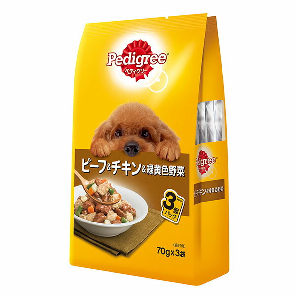 ●愛犬の成長に合わせて健康をサポート！●【ドライフードとまぜた1日の食事量の目安】(ペディグリードライ成犬用350kcal/100gの場合)体重1kg：ドライ25g＋1/2袋3kg：ドライ50g＋1袋5kg：ドライ70g＋2袋10kg：ドラ...