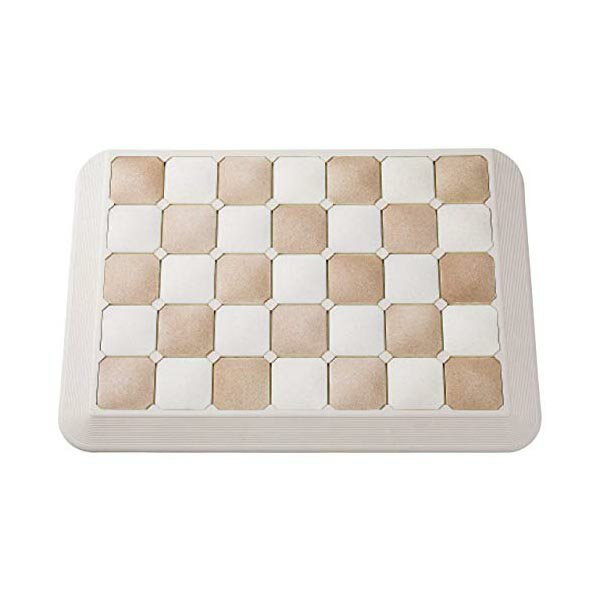 ●サイズ:約幅52.2×奥行36.3×高さ2.2cm●本体重量:約2.24kg●素材:タイル…珪藻土、フレーム・固定クリップ…ポリプロピレン、滑り止めシート…EVA樹脂●生産国:中国●※アスベスト含有なし商品・色：ベージュ・材質：珪藻土・ブ...