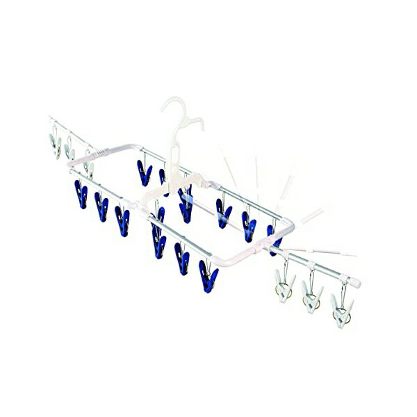 ●風通し機能で洗濯物が早く乾かせる。●アームを広げることで、バスタオルなどの長い洗濯物もラクラク干せる。●フック角度が6段階調節でき、様々な場所に掛けられる。●使わない時は折りたたんでコンパクトに収納可能。●ピンチ20個付きで、開閉時のスト...