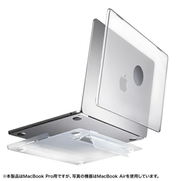 MacBookの表面をキズや衝撃から守るハードカバー●薄型でぴったりフィットのポリカーボネート製軽量ハードカバーです。●表面は傷や指紋が付きにくいマット加工です。●スタンド付きでカバーを付けたまま快適なキー入力が行えます。●リンゴのマークも...