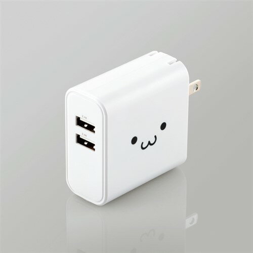 エレコム MPA-ACU05WF 24W AF×2 AC充電器 ホワイトフェイス●持ち運びに便利なコンパクトサイズでありながら、おまかせ充電対応でiPhoneもAndroidも快適に2台同時充電が可能な2ポート合計4.8Aの高出力AC充電器...