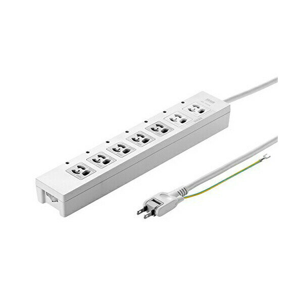 【定格容量】:15A・125V(1500Wまで)【プラグ】:3P【コード長】:5m【付属品】:ネームタグ(7枚)、抜け止め専用コンセントキャップ(2個)【バリスタ電圧(雷ガード)】:240Vサンワサプライ