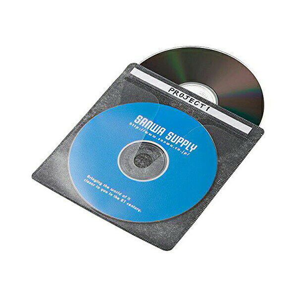 【収容量】:Blu-ray・DVD・CD 2枚【サイズ】:W132×D0.5×H146mm【材質】:PP(不織布ケース)、紙(タイトルカード)【入り数】:50枚【付属品】:タイトルカード×102枚(17枚x6シート)サンワサプライ