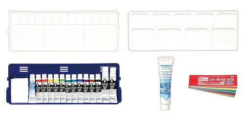 よく使うホワイトは20mlが2本入っているアクリルガッシュ13本セット。【特徴】●スライド式の開閉が可能なケース採用●30cm定規が収納できる設計【仕様】サイズ122×338×35mm（収納時）入数13本【使用場所】●図工　●美術【ご注意】...