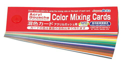 カード裏面に混色する色名と比率に従って絵具を混ぜると表面見本の色が作れます。【特徴】●裏面に1〜120の色番号と混色比率が表記されている●12色の内、白と黒を除いた10色の有彩色の混色を基本としている●色の対比、色の混合、色の視認性を学ぶこ...