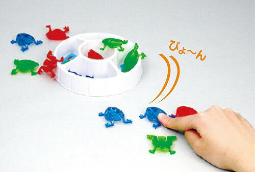 ●商品サイズ（単位mm):カエル：35×35mm、的：φ125×35mm●重量（g）:24g●材質:カエル：PP、的：PS●包装サイズ:155x165x40mm●生産国:中国高得点めざしてジャンプ！カエルをジャンプさせて高得点をねらおう！
