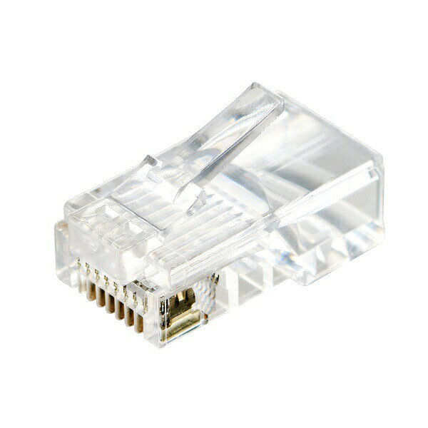 Cat5e対応の単線・ヨリ線両対応のRJ45コネクター100個入り。LANケーブルの自作に使用できます。【特徴】●金メッキピン採用でサビに強く信号劣化が少ない●単線とヨリ線の両方のCat5eケーブルに対応している●RoHS指令(10物質)に...