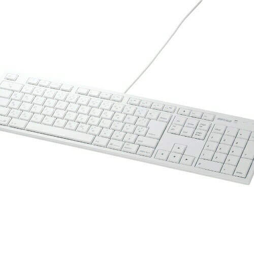 ▼まとめ買いがおすすめ！ 2個セット（特売） 3個セット（限定） 5個セット（限定） 10個セット（お得） バッファロー BSKBM01WH USB接続 有線キーボード Macモデル ホワイト●Mac用キー配列を採用commandキーなど、...