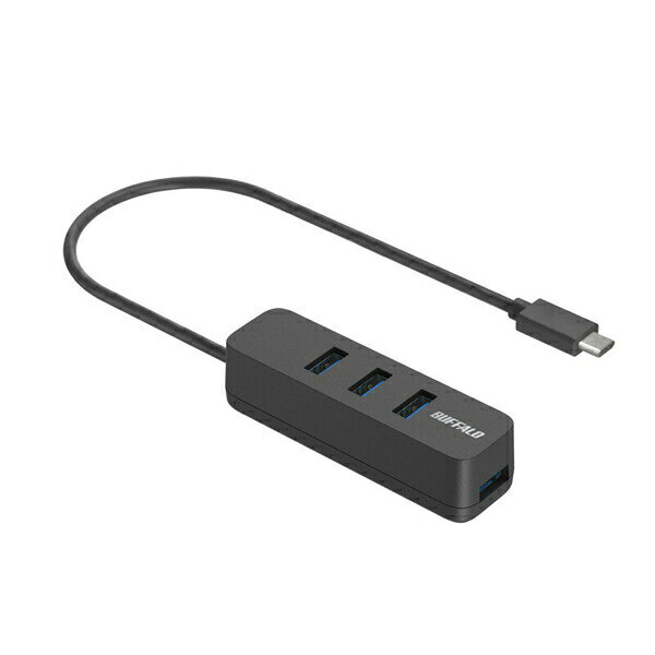 USB Type-Cを搭載したパソコンにUSB Type-A対応機器を最大4台接続できるバスパワーハブ。【特徴】●上面に3ポートを配置して片手で簡単に抜き差しできる●大きめのコネクターは側面のポートを使用することで他のポートに干渉しない●背...