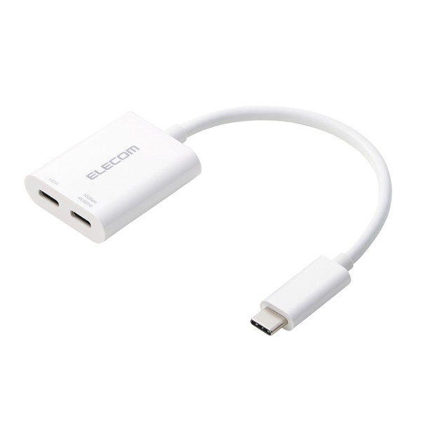 USB Type-C接続デバイスの充電と映像出力、データ転送を同時に行える2ポート変換アダプター。【特徴】●DisplayPort Alt Mode対応で4K/60Hz映像出力に対応●最大入力100Wの高出力PD充電に対応●画面複製と画面拡...