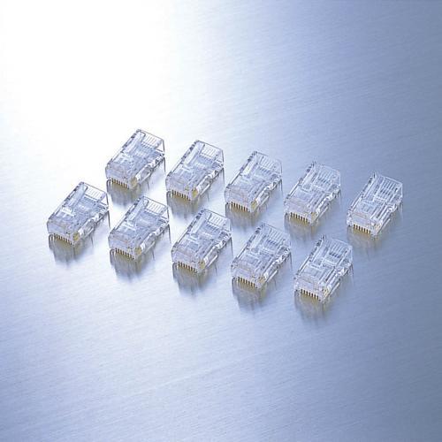 CAT6ケーブル用のRJ45コネクタ。1000BASE-T対応で高周波数帯域を保障する。【セット内容】●RJ45コネクタ × 5個●1個の入数：10個【特徴】●CAT6/CAT6Aの単線ケーブルおよびヨリ線ケーブルの両方に対応している●LA...