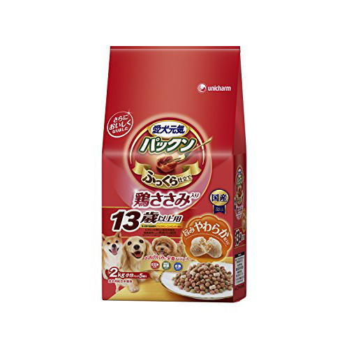 13歳以上の高齢犬用ソフトドッグフード。鶏ささみと野菜を使用した半生タイプで、小粒サイズで食べやすい総合栄養食。【特徴】●ビタミンEを強化し、ビタミンCを配合●低塩分設計（成犬用比約25%減）●オリゴ糖を配合して腸内のビフィズス菌を増やす●...