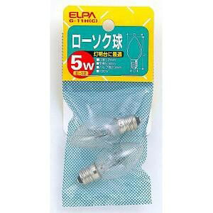▼まとめ買いがおすすめ！ 2個セット（激安） 3個セット（爆安） 5個セット（限定） 10個セット（格安） ELPA　ローソク球クリア　5WE12　 G-11H(C)　　○仕様カラー:クリア 2個入り口金:E12全長:53mmバルブ径:23...