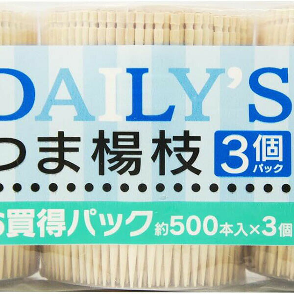 白樺製の爪楊枝が500本入ったケースが3個セットの商品。【特徴】●白樺を材料に使用している【仕様】材質白樺サイズ約65mm入数約500本/個【使用場所】●食卓用　●和食【ご注意】●本来の用途以外には使用しないでください●小さく鋭い対象物であ...