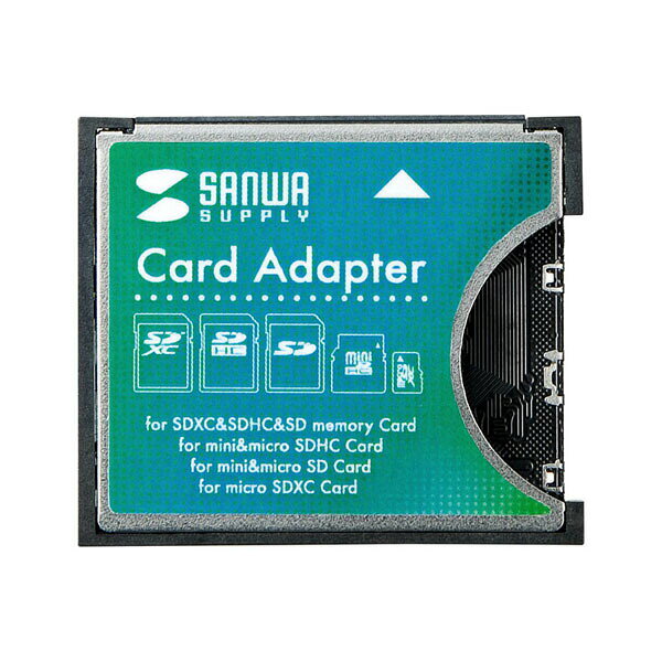SDHC・SDXCカードをコンパクトフラッシュに変換できる便利なアダプタ！！●SD・SDHC・SDXCメモリーカードをコンパクトフラッシュ（Type）に変換でき、デジタル一眼レフカメラなどに便利です。●ドライバのインストール不要の簡単接続で...