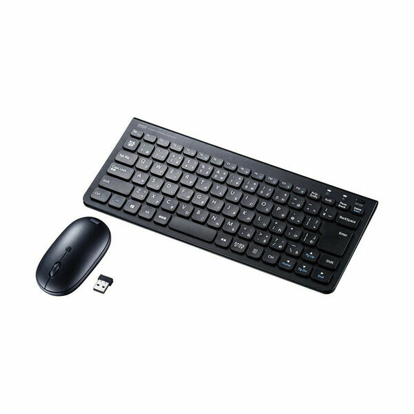 無駄を省いた薄型&コンパクトキーボードとマウスセット●うす型ワイヤレスキーボードにブルーLED仕様の静音マウスをセットにしたモデルです。●電波の到達距離の長い、周波数「2.4GHz」ワイヤレス設計です。最大10m離れた場所からでも動作可能で...