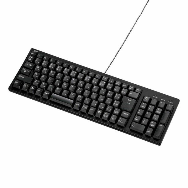 机の上を有効活用できるコンパクトフルキーボード●幅400mm以下のコンパクトサイズでありながら、テンキー付きのフルキーボードです。●キーピッチはスタンダードキーボードと同じ19mmキーピッチです。●文字の耐久性に優れたレーザー印刷を採用して...