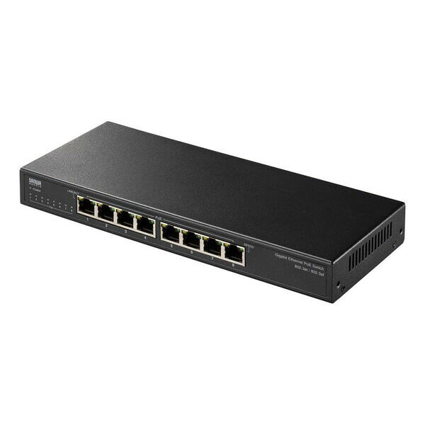 IEEE802.3at(PoE+)に対応したコンパクトなギガビット通信対応PoEスイッチングハブ●ギガビット、PoE給電対応の8ポートスイッチングハブです。●IEEE 802.3at（PoE+）に対応しており、1ポート最大30Wの給電が可能...
