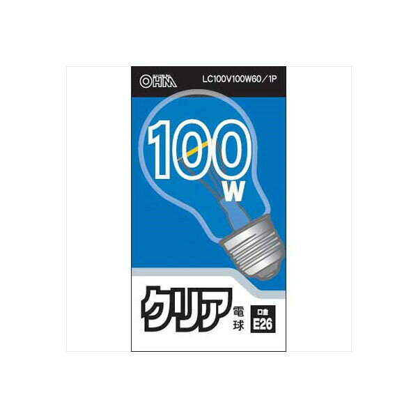100V電源用のE26口金クリア白熱電球。定格消費電力100W、定格寿命1000時間。【特徴】●ガラス球PS60●クリア仕上げで光が透明【仕様】材質ガラス（PS60）サイズPS60電源100Vカラークリア重量46g口金E26定格消費電力10...
