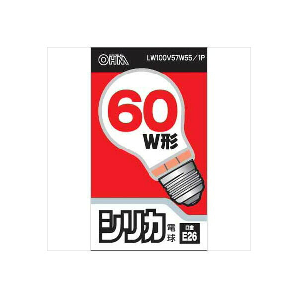 60W形相当の消費電力57Wのホワイトシリカ仕上げ白熱電球。【特徴】●ガラス球PS55の標準的な白熱電球●ホワイトシリカ仕上げ【仕様】材質ガラス（PS55）サイズPS55電源100Vカラーホワイト重量40g口金E26定格消費電力57W定格寿...
