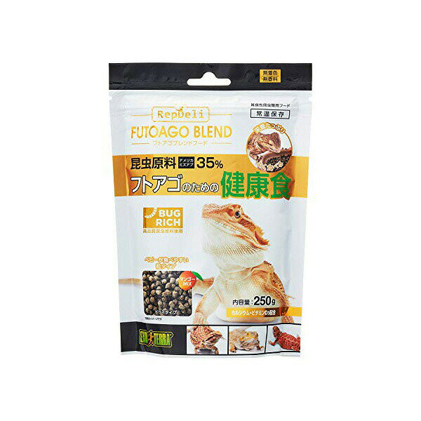 ●商品紹介 雑食性トカゲ専用フード。 フトアゴヒゲトカゲの食性を考え、昆虫粉末を中心に繊維質、ビタミン、カルシウムをバランスよく配合したマンゴーが香るフード。 昆虫原料35%の高嗜好性フード。 フトアゴヒゲトカゲをはじめローソンアゴヒゲトカ...